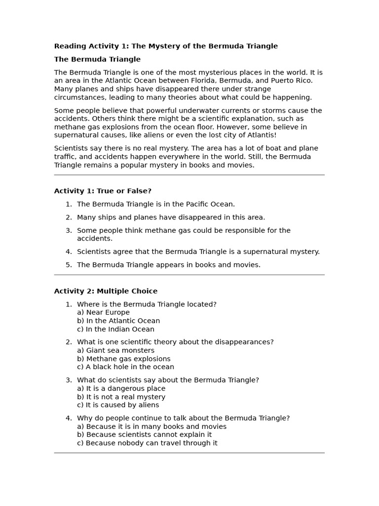 Reading 2 The Bermudas Triangle | PDF