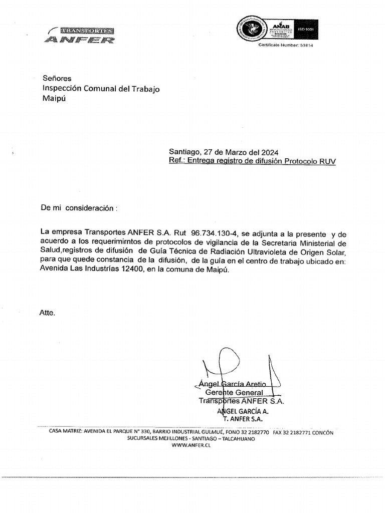 Carta a Inspeccion Trabajo | PDF