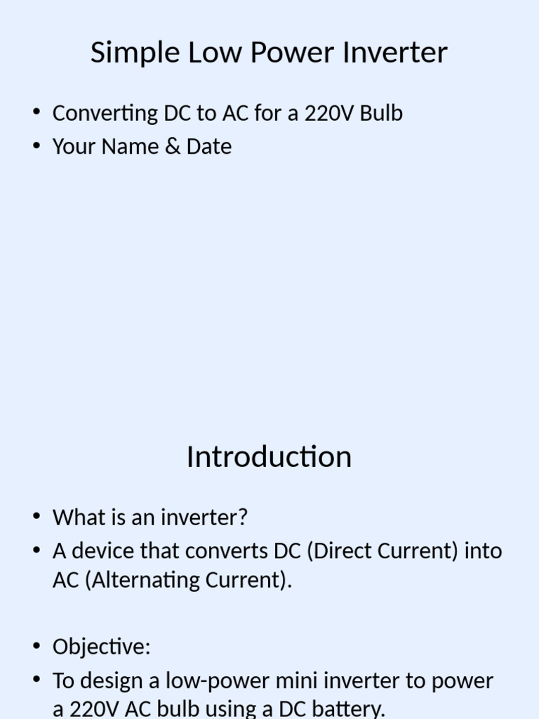 Simple Low Power Inverter Design | PDF
