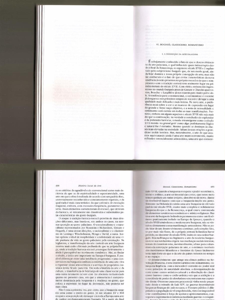 Historia Social Da Arte e Da Literatura 6º Capítulo Arnold Hauser ...