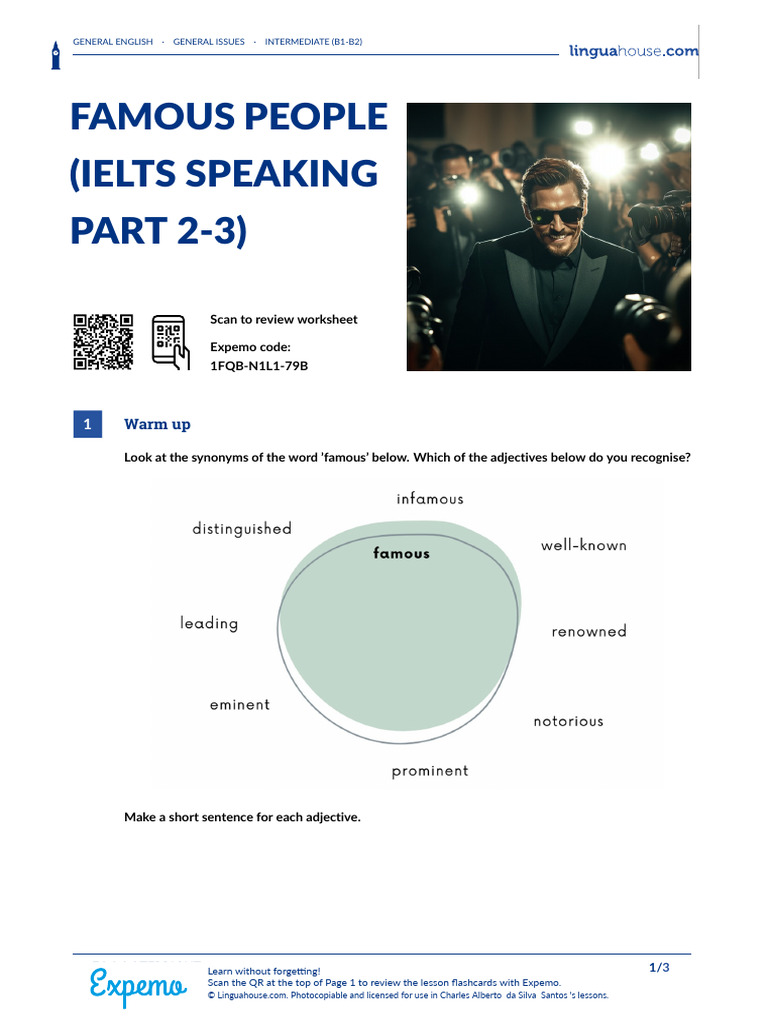 Famous People Worksheet for IELTS | PDF | Linguistics