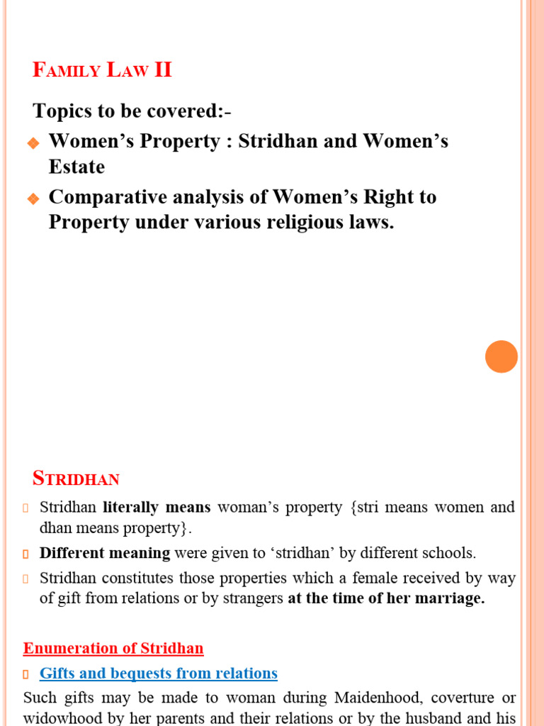 Stridhan and Women's Estate | PDF | Inheritance | Property