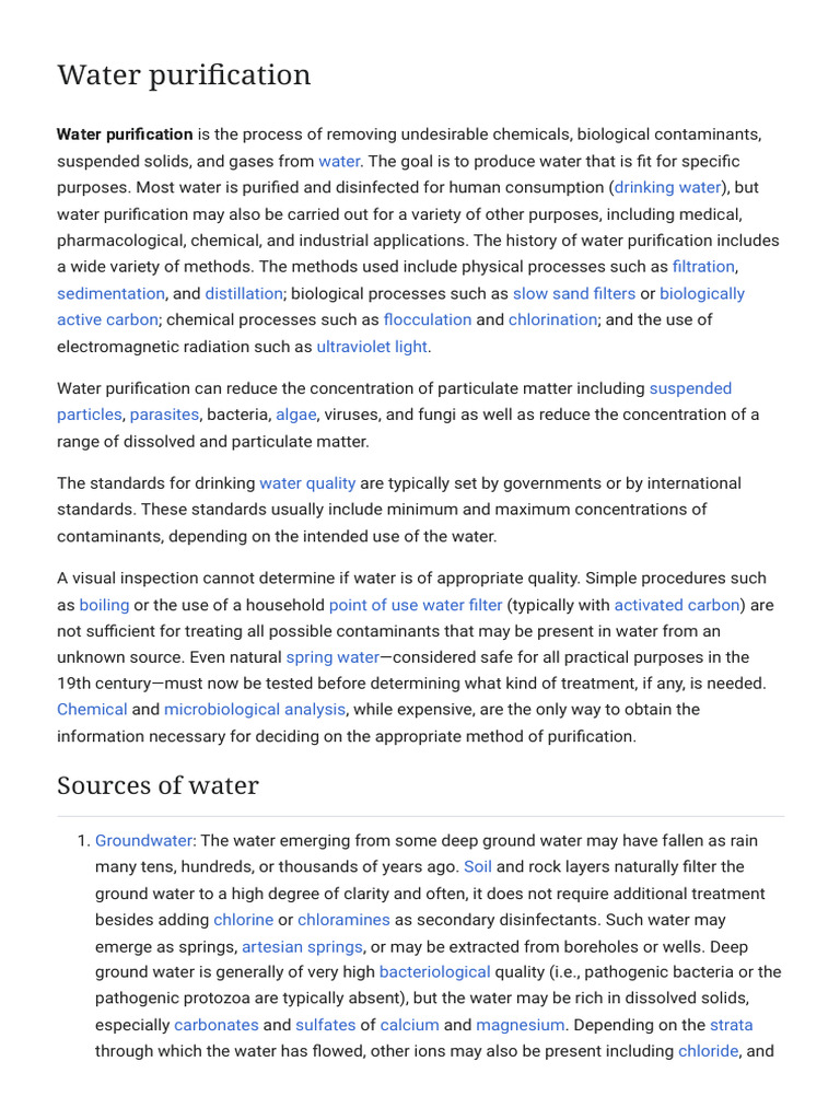 Water Purification Methods Overview | PDF | Water Purification | Filtration