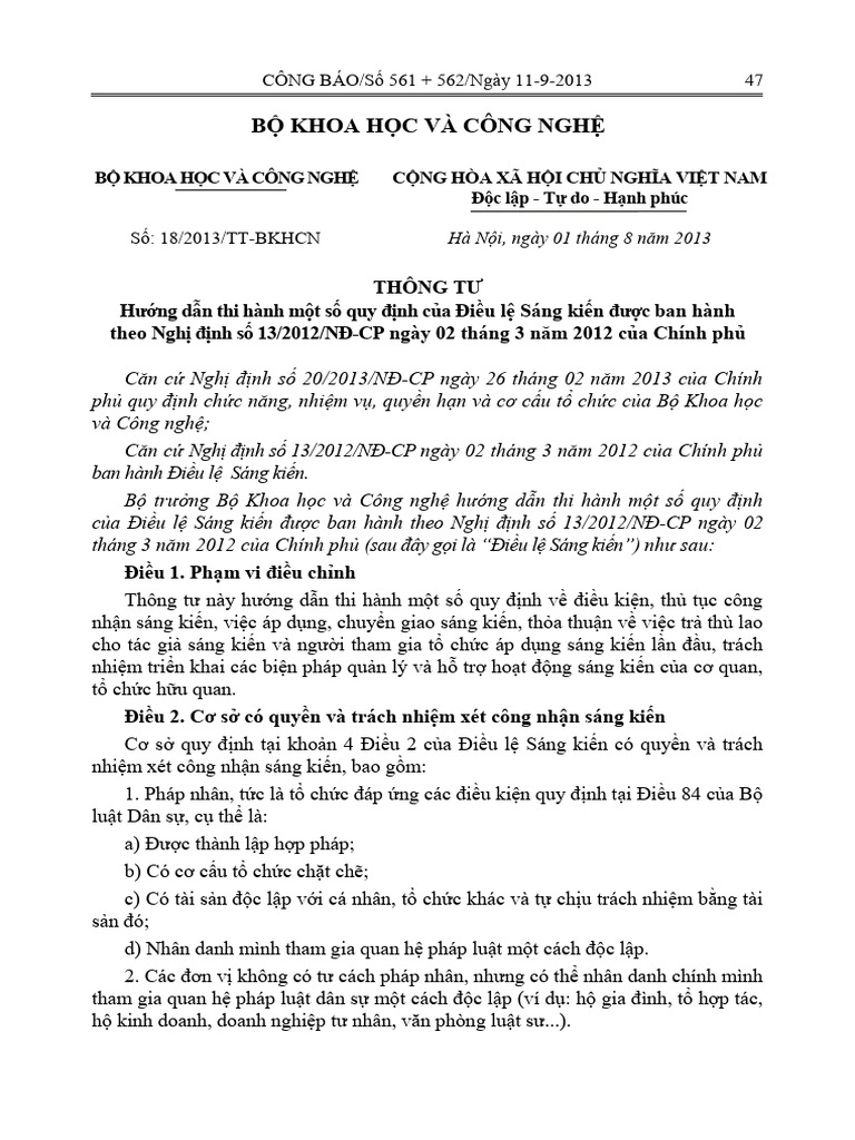 TT18 2013 BKHCN | PDF