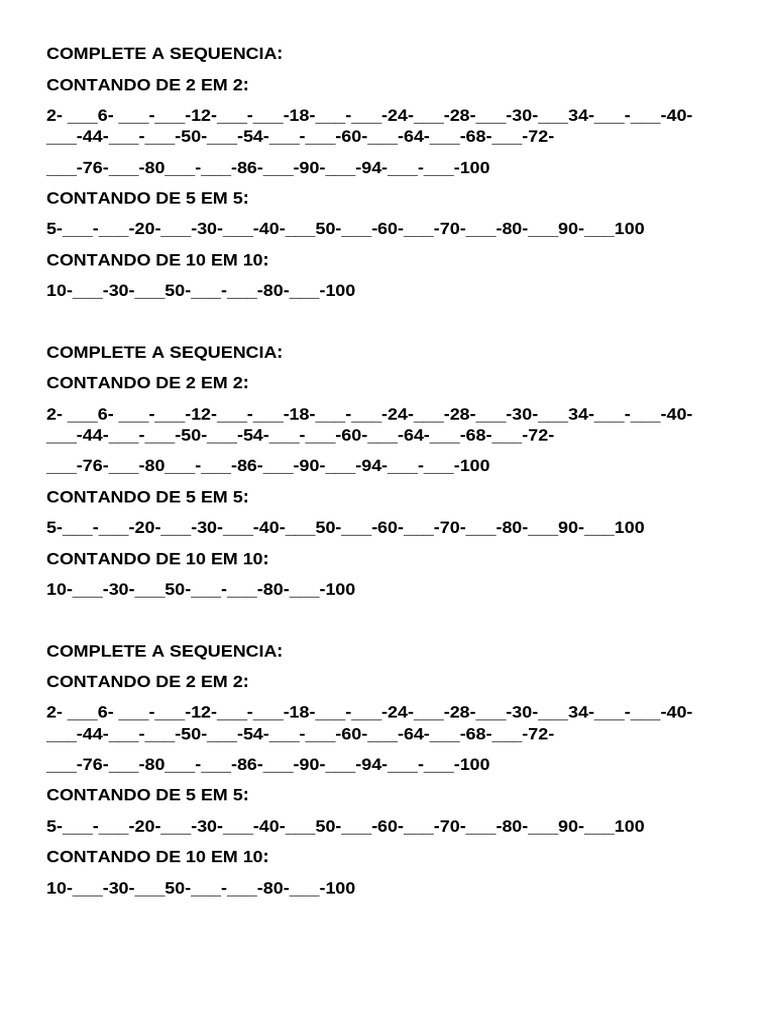 Complete A Sequencia | PDF
