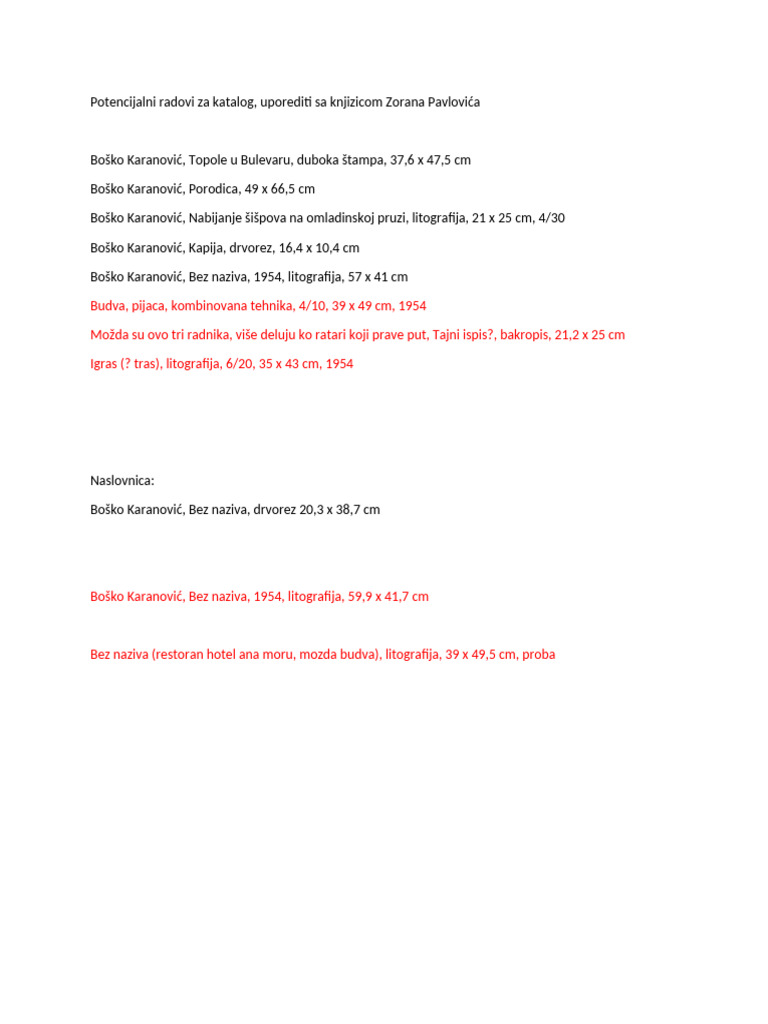 Popis Za Katalog, Širi | PDF