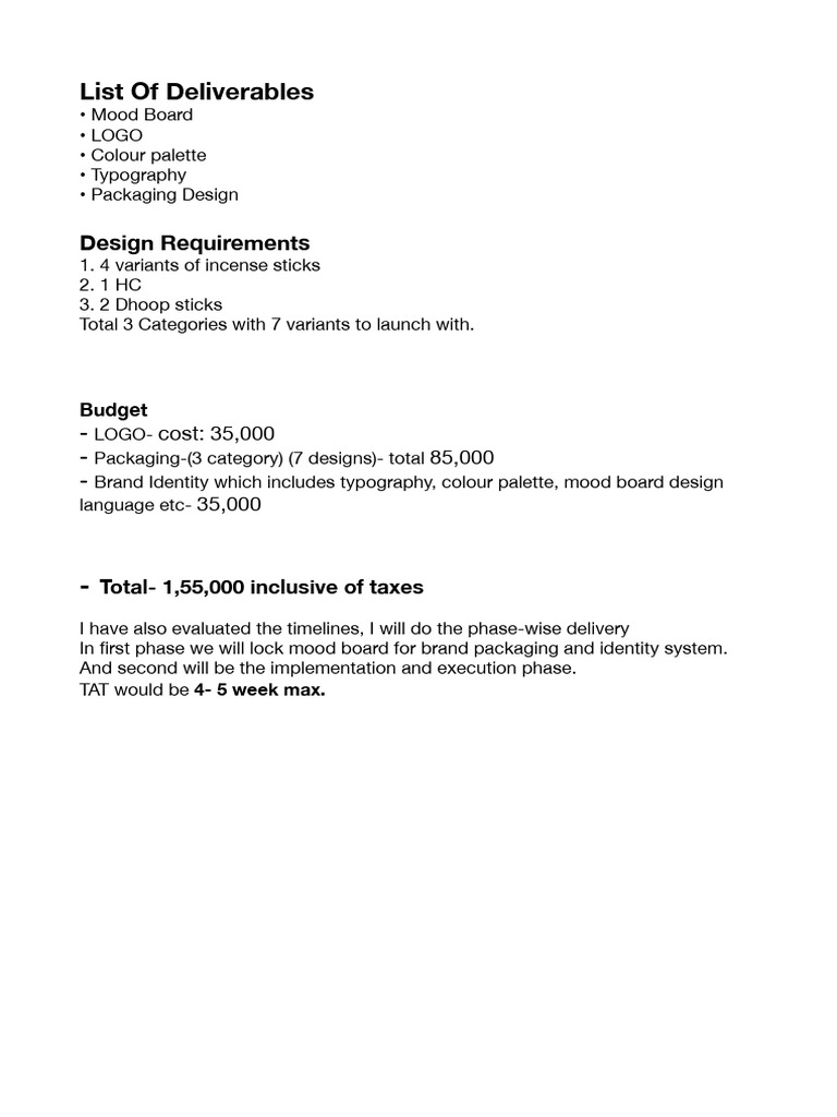 List of Deliverables: Design Requirements | PDF