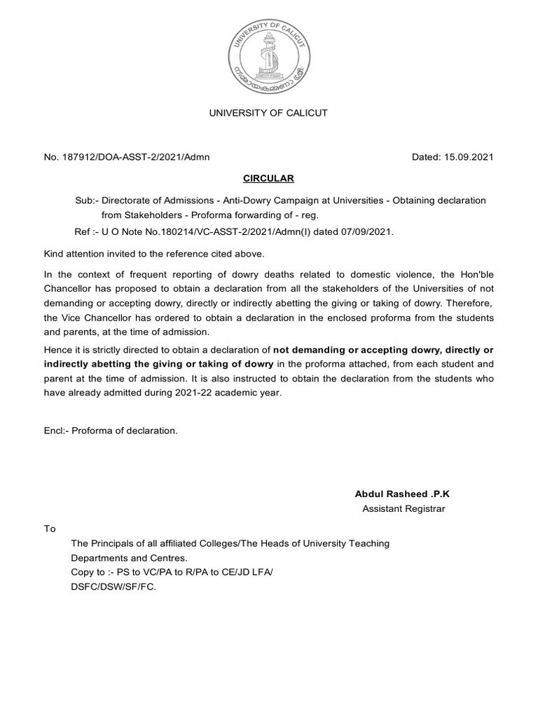 UO Anti-Dowry Declaration | PDF | Marriage, Unions And Partnerships ...