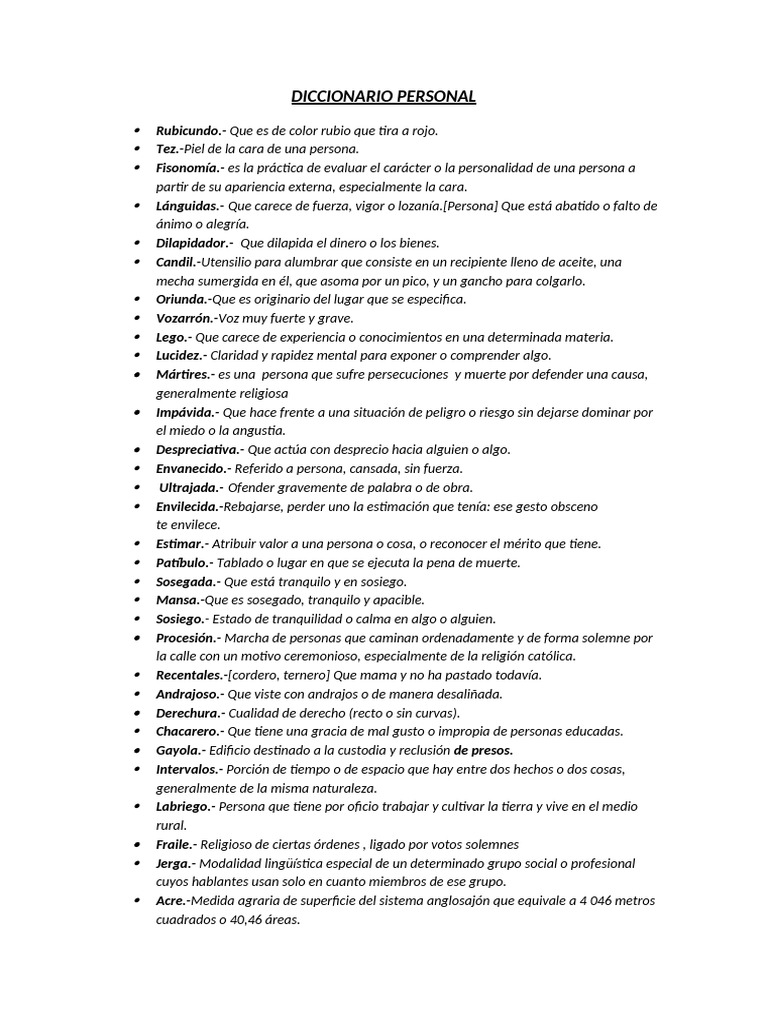 Diccionario Personal de Términos | PDF