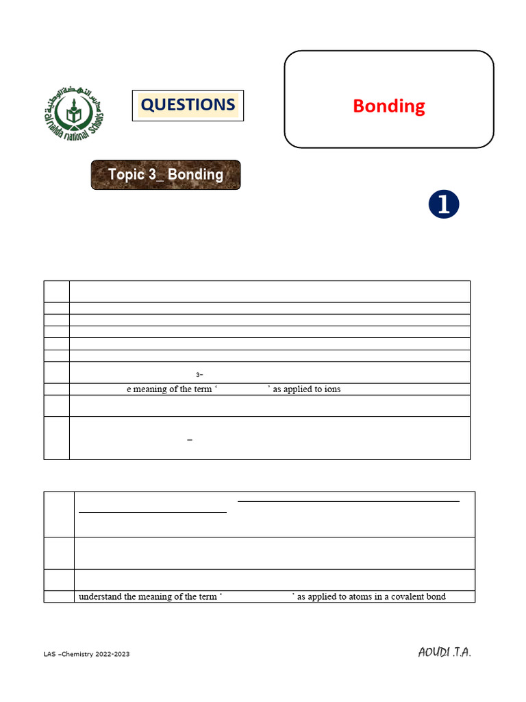 MCQ2 - Topic 3 - IONIC - COVALENT - BONDING - QUESTIONS - 04 | PDF ...