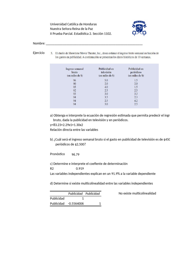 Pauta II Prueba Parcial I 2025 Est2-1102 | PDF | Enseñanza de matemática | Análisis estadístico