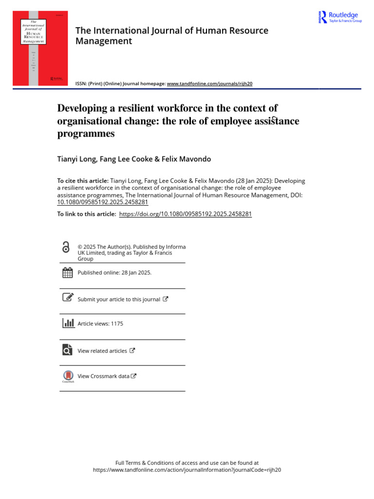 Developing A Resilient Workforce in The Context of Organisational ...