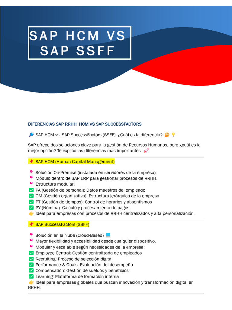 Sap HCM Vs Sap SSFF | PDF | Computación en la nube | Tecnologías de la ...