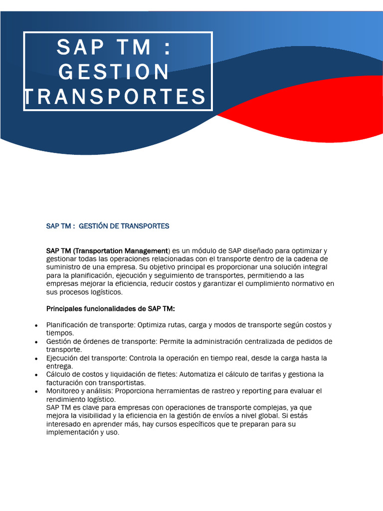 Sap TM: Gestión de Transportes | PDF | Logística | Transporte