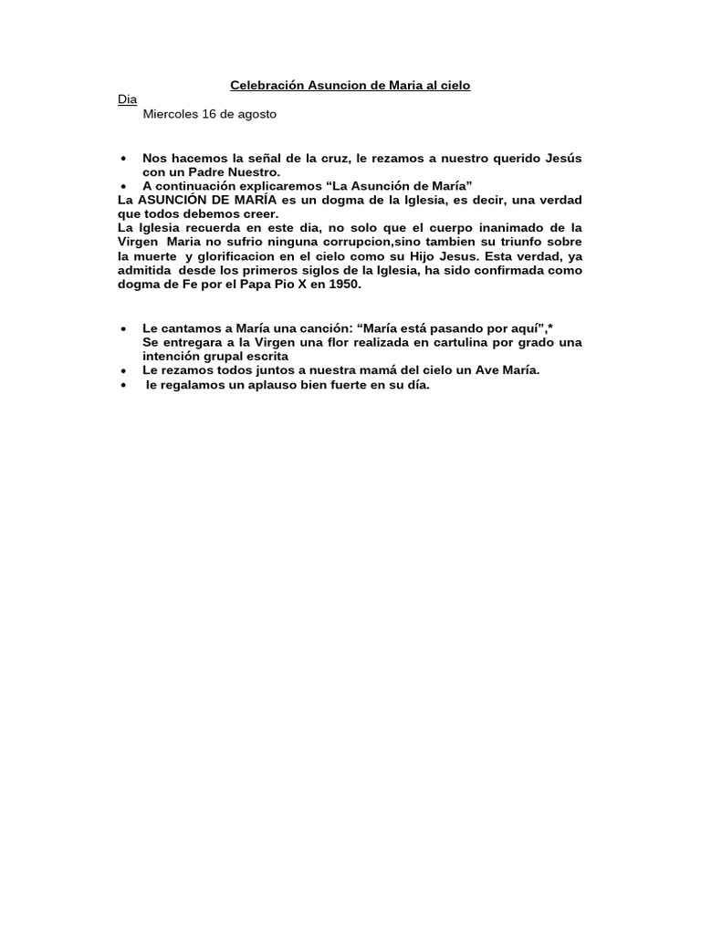 Celebración de la Asunción de María | PDF