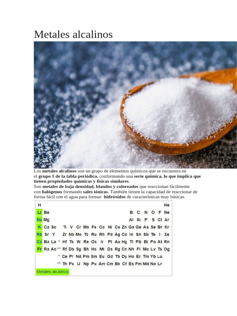 Metales Alcalinos | PDF | Ácido | Química