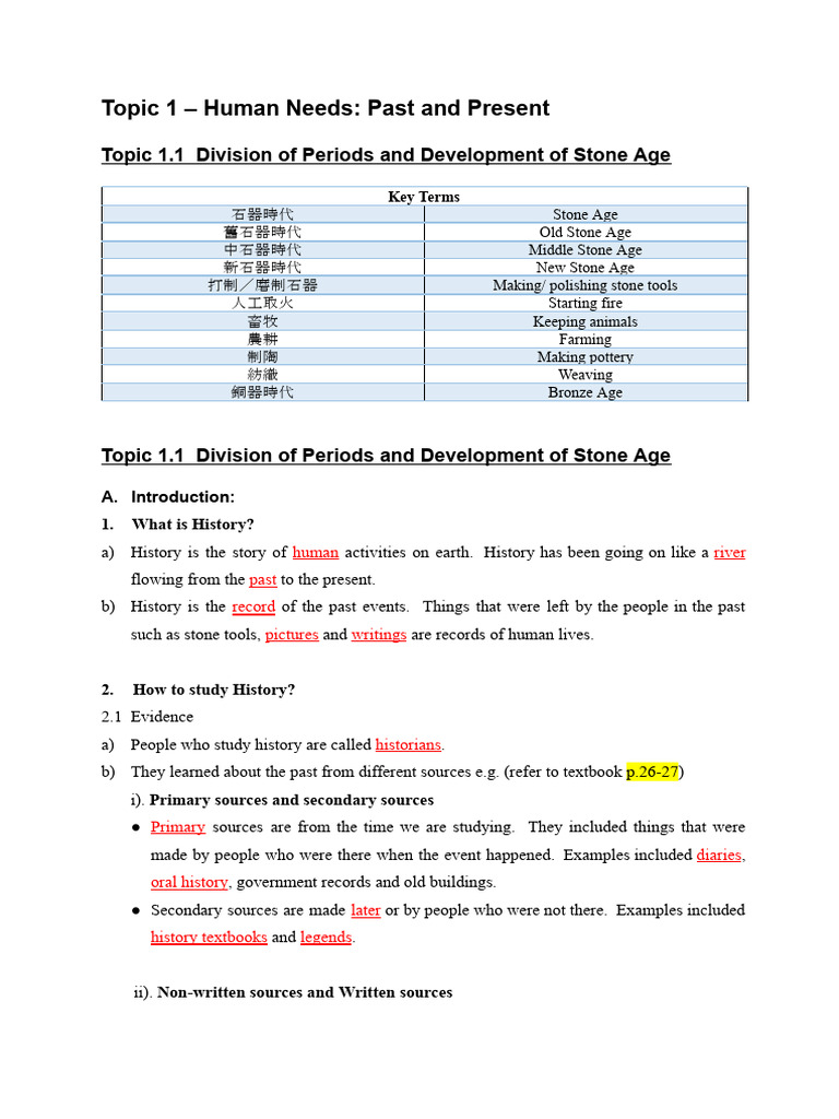 Topic 1.1 - Introduction and Stone Age ( | PDF | Anno Domini | Archaeology
