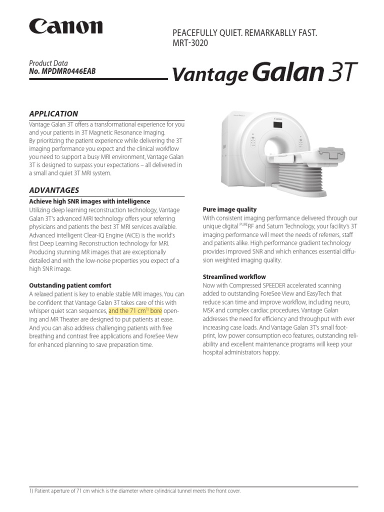 Prilog 4. MRT-3020 - Vantage Galan 3T V6 - Product Data - MPDMR0446EA | PDF | Magnetic Resonance ...