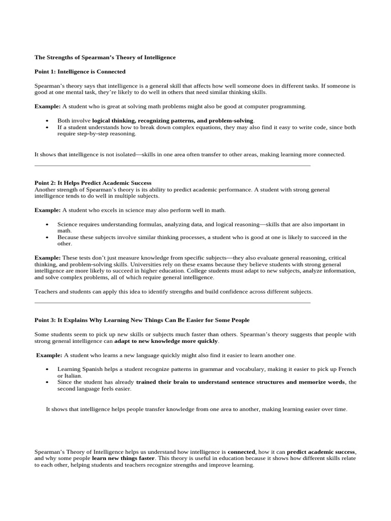 The Strengths of Spearman | PDF | Intelligence | Thought