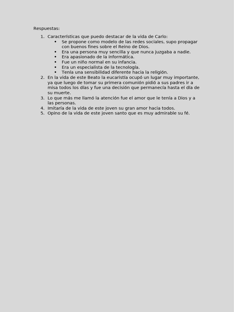 Tarea. Beato Carlo Acutis | PDF