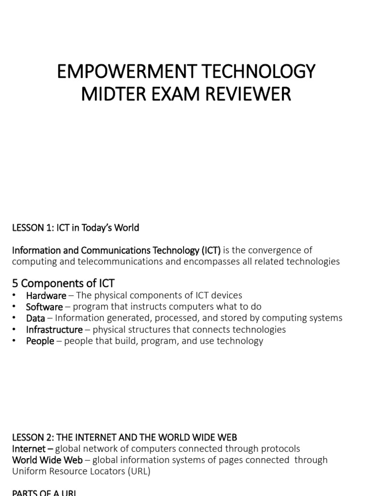 Empowerment Technology Midter Exam Reviewer | PDF | Malware | World Wide Web