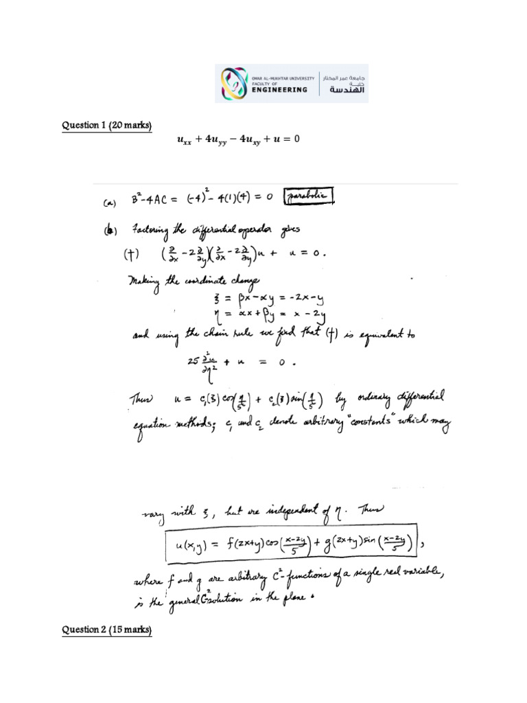 PDE Homework: Classification & Solutions | PDF