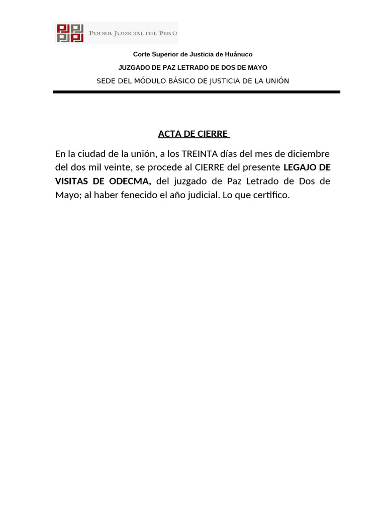 Acta de Cierre | PDF