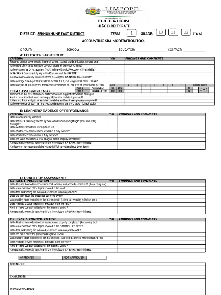 2025 MODERATION TOOL - TERM 1 (Grade 10) | PDF | Cognition | Learning