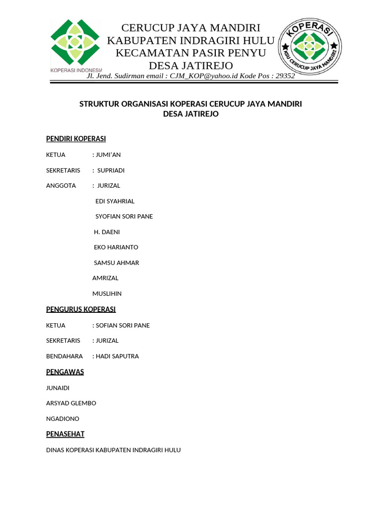 STRUKTUR ORAGANISASI CJM | PDF