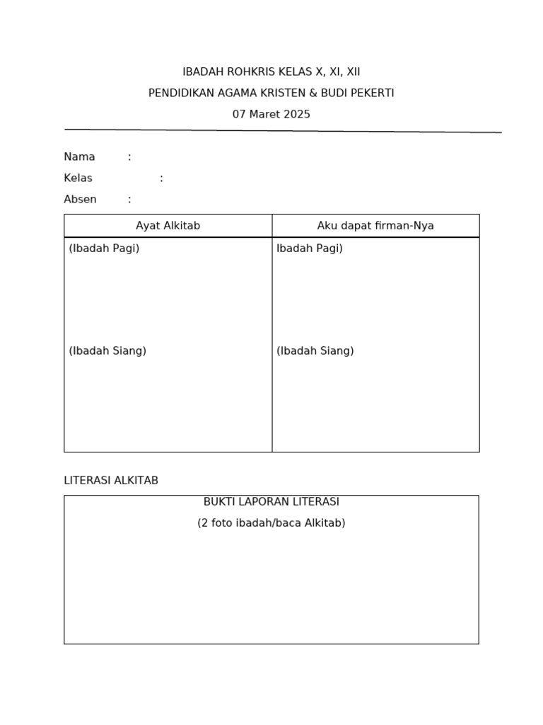 Template Refleksi Alkitab | PDF