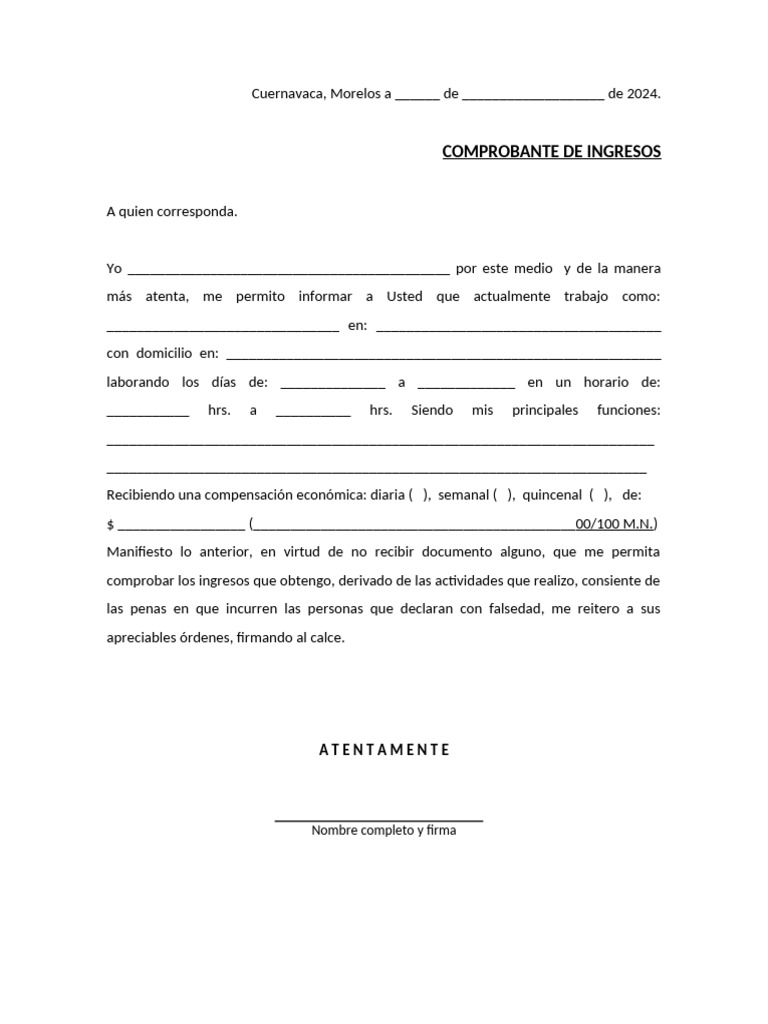 Comprobante de Ingresos | PDF