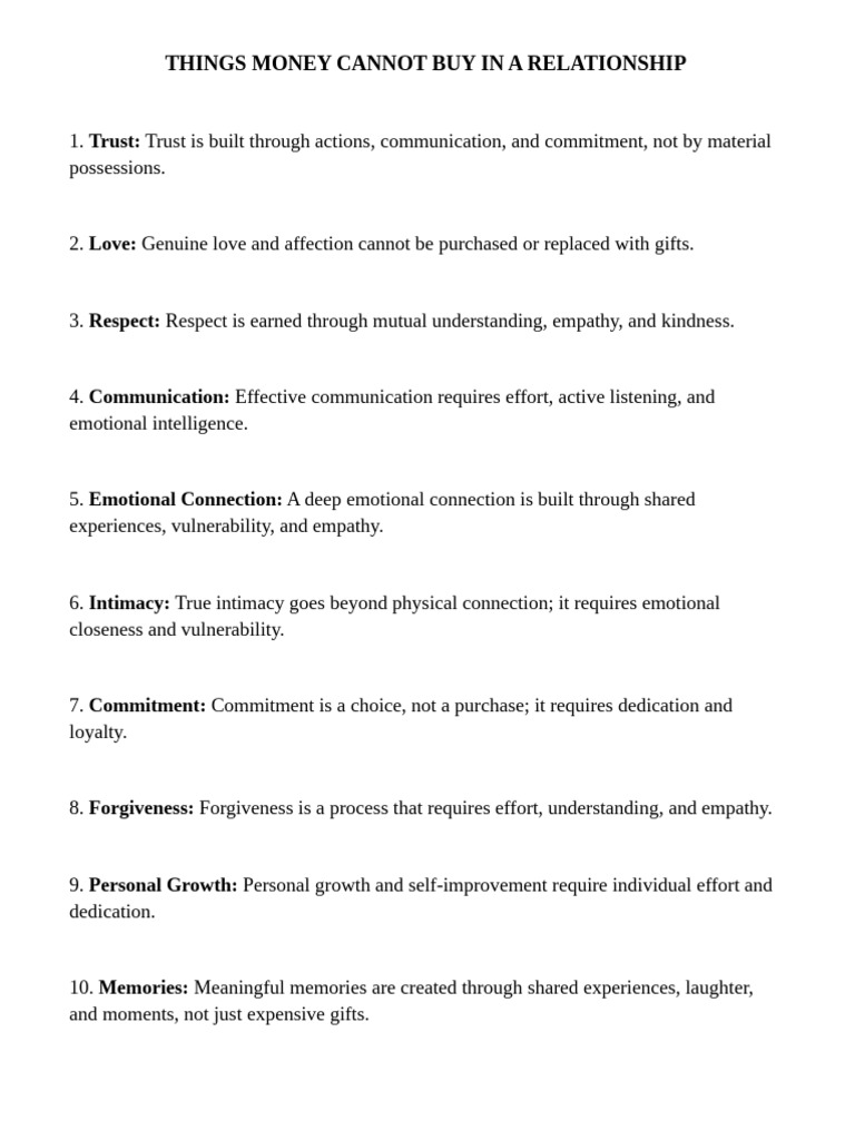 Essentials Beyond Money in Relationships | PDF