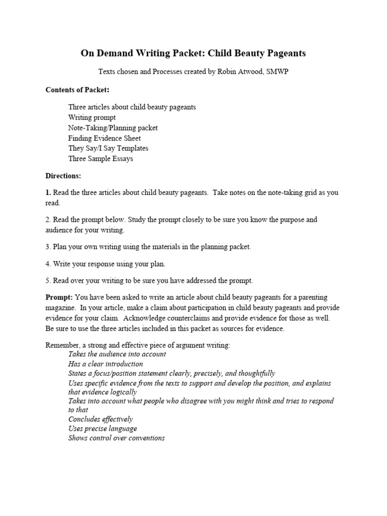 Pros and Cons of Child Beauty Pageants | PDF | Argument | Reason