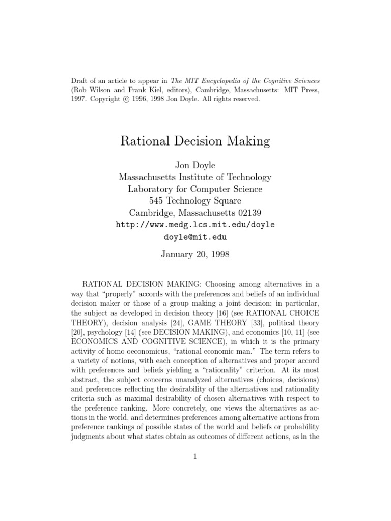 Rational Decision Making 1 | PDF | Utility | Decision Theory