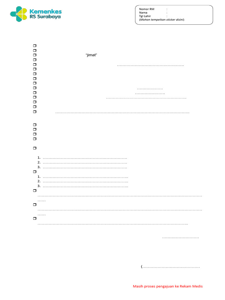 FORM PRA ADMISI Draft | PDF