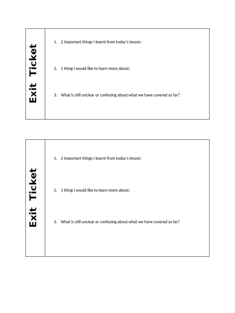 Exit Ticket Template for Lessons | PDF