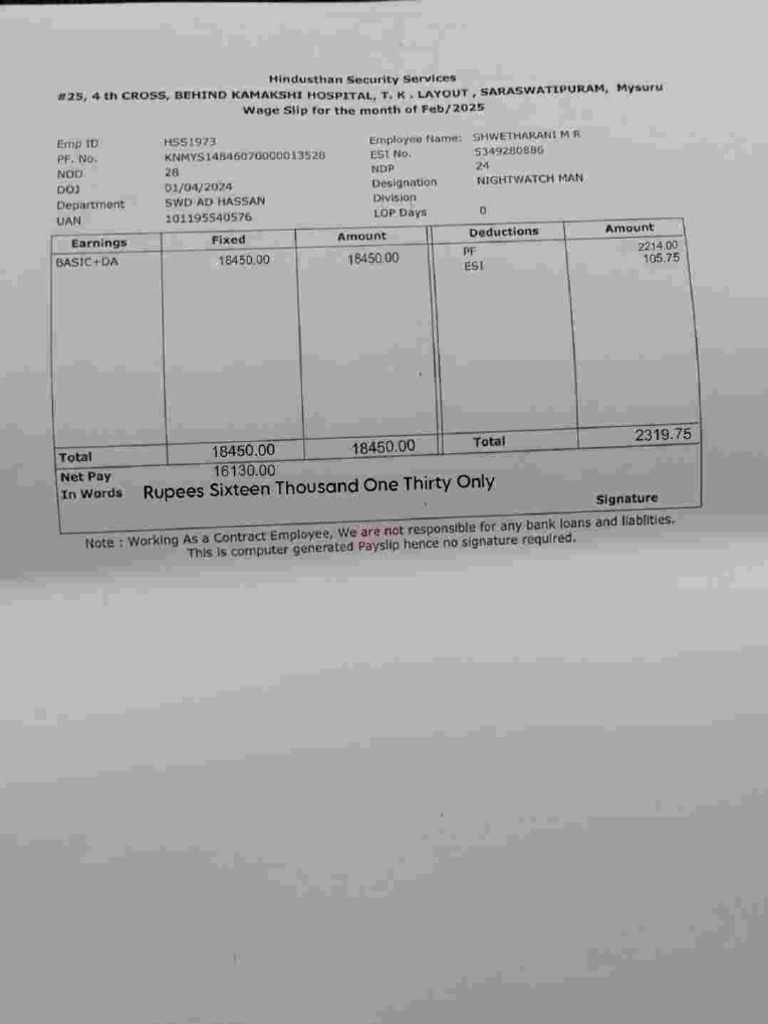 Pay Slip Feb Month | PDF