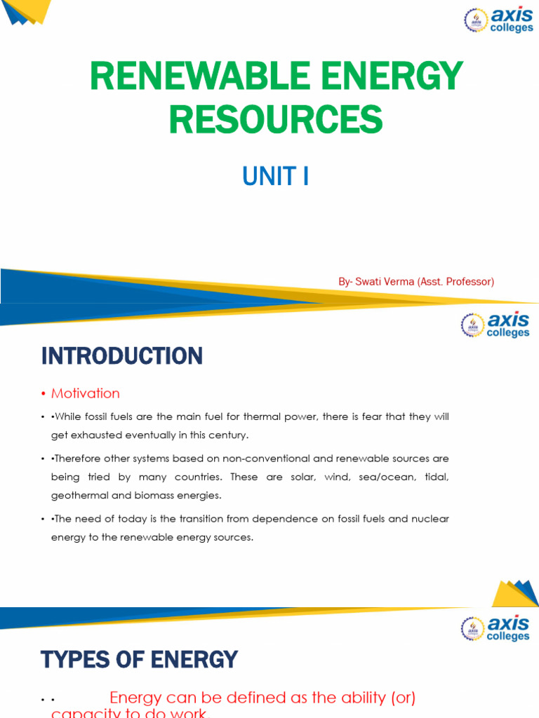 Renewable Energy Resources Unit 1 Part 1 | PDF | Solar Energy | Energy ...