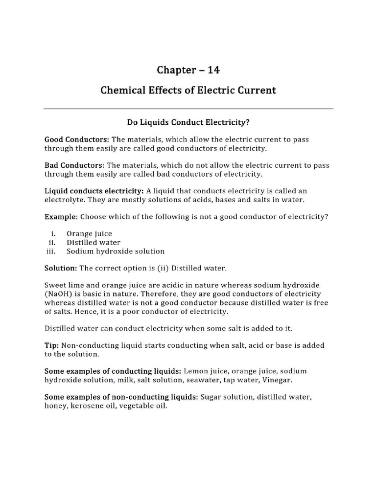 Chemical Effects of Electric Current | PDF