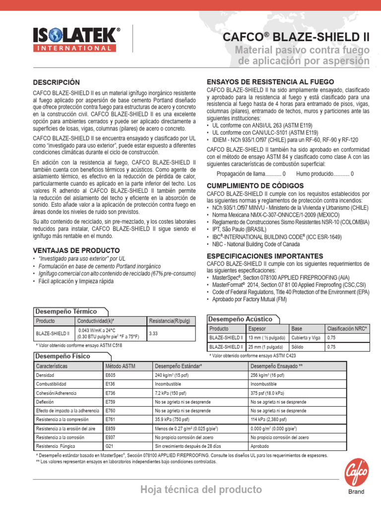 CAFCO BLAZE-SHIELD II: Ignífugo Eficiente | PDF | Hormigón | Acero