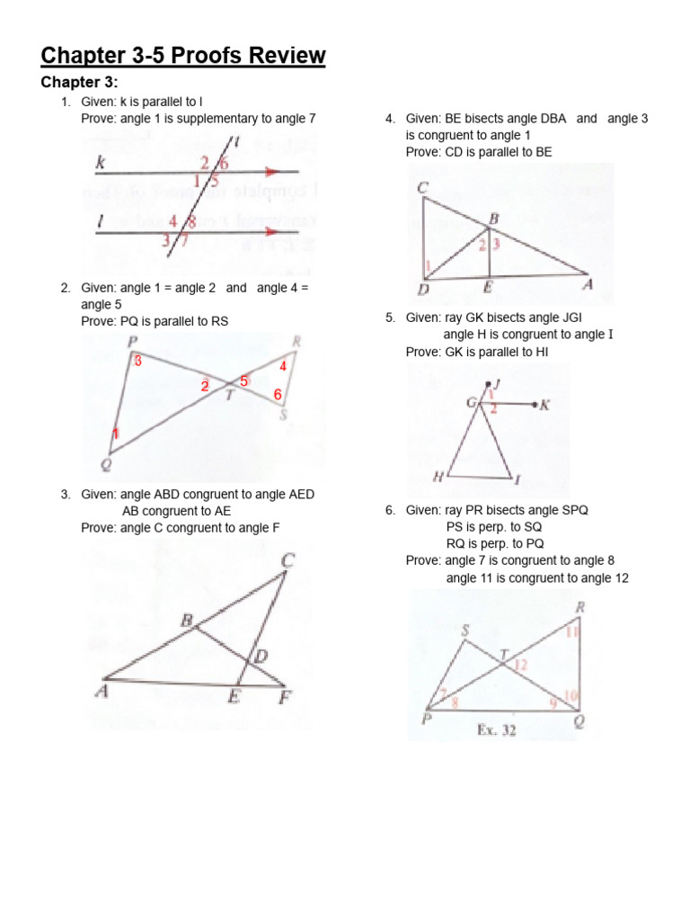 6_7. Chapter 3-5 Proofs Review (Best Possibilities) | PDF | Elementary ...
