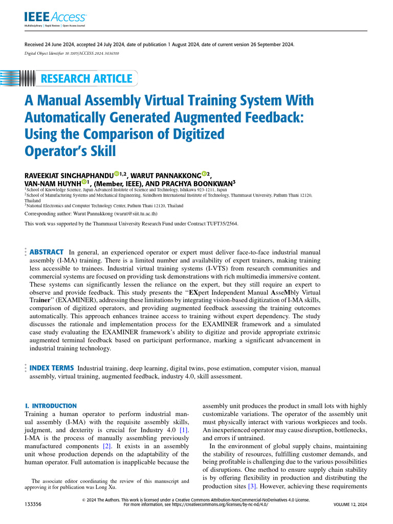 A Manual Assembly Virtual Training System With 2024 | PDF | Virtual Reality | Augmented Reality