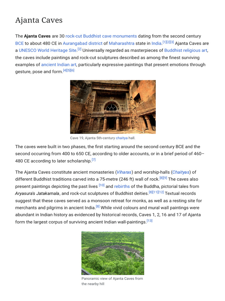 Ajanta Caves - Wikipedia | PDF