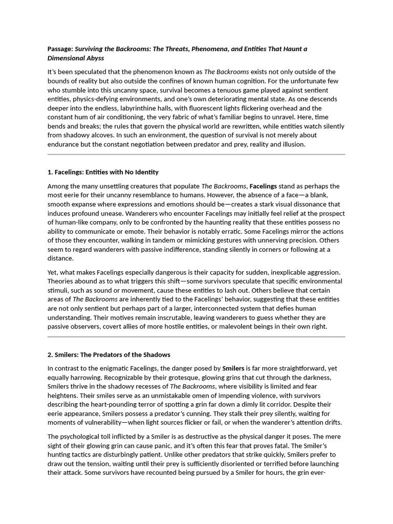 Backrooms | PDF | Space | Perception