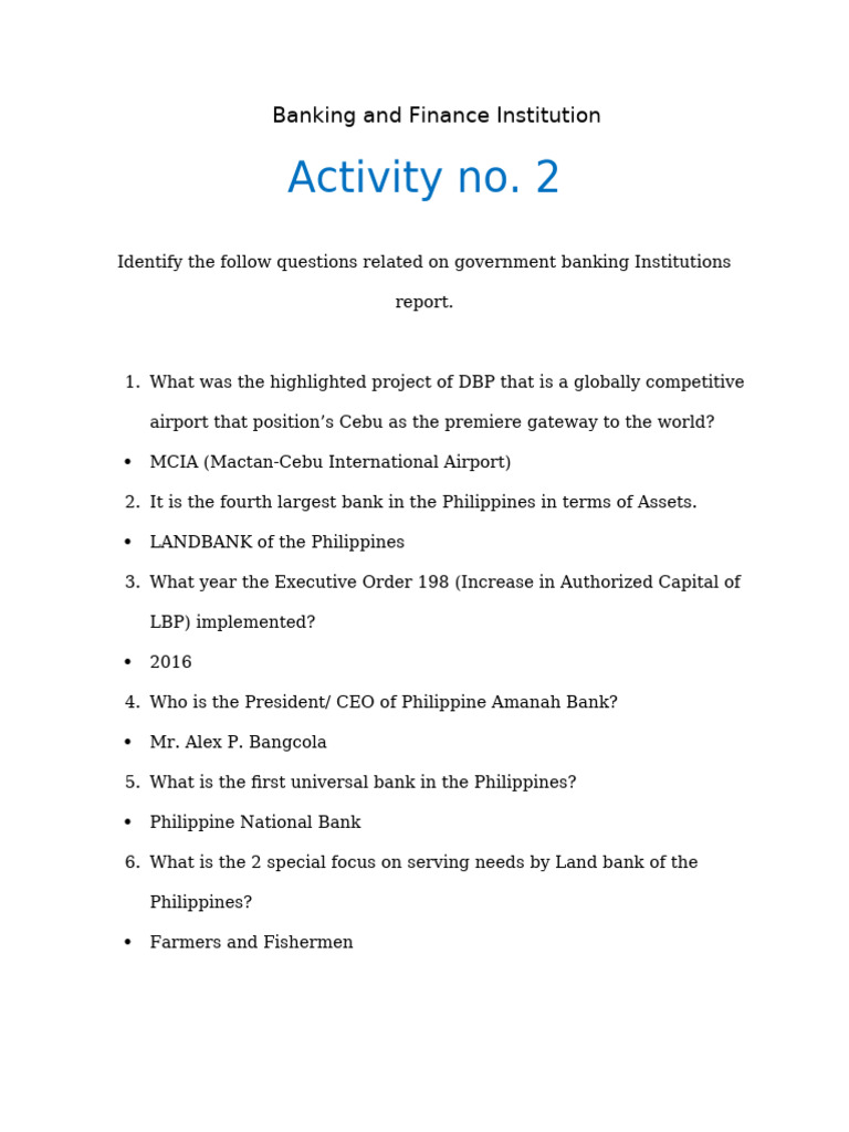 Banking-and-Finance-Activity-no.-1 | PDF