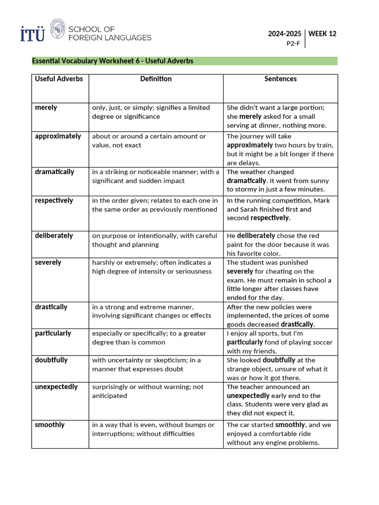 Essential Vocabulary Worksheet 6 | PDF