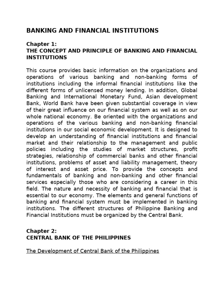 Banking Financial InstitutionsLecture | PDF | Non Bank Financial ...