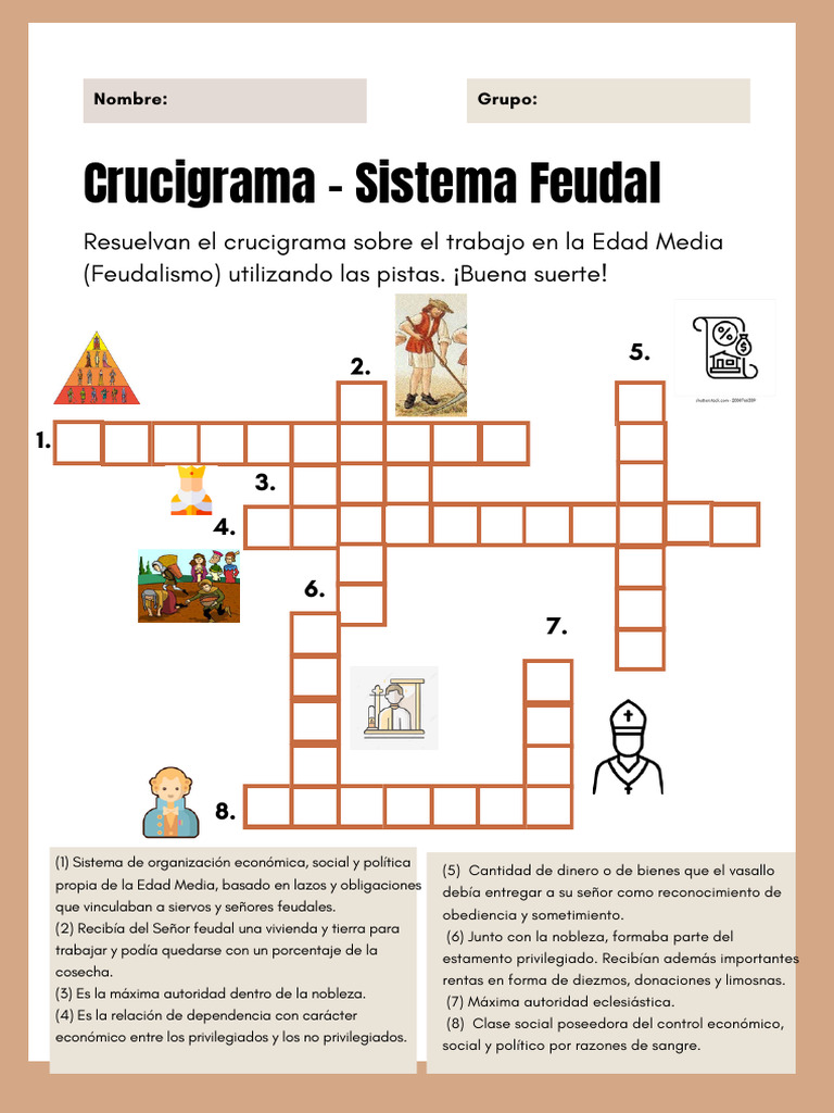 Crucigrama del Sistema Feudal | PDF | Feudalismo | Edades medias