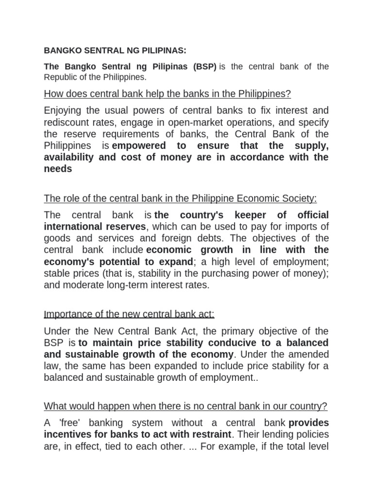 The Bangko Sentral NG Pilipinas | PDF | Central Banks | Banks