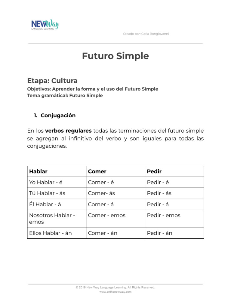 Uso y Conjugación del Futuro Simple | PDF